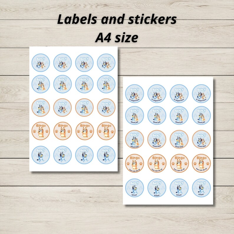 Bluey Labels, Bluey Stickers, Downloadable Digital Product, Back to ...