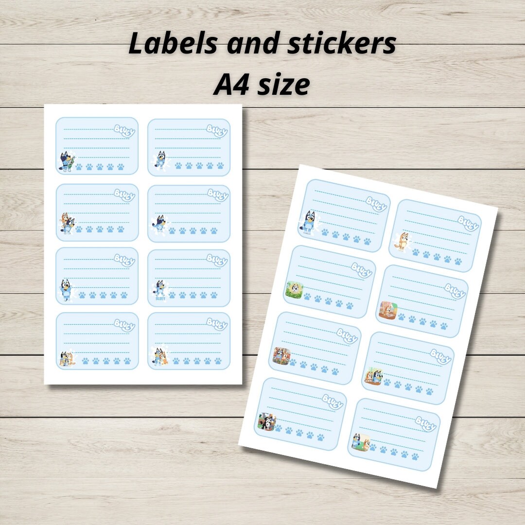 Bluey Labels, Bluey Stickers, Downloadable Digital Product, Back to ...