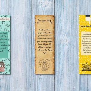 Book Theme Reader Bookmarks Digital Printable Bookmarks Digital ...