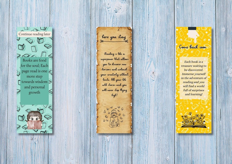 Book Theme Reader Bookmarks Digital Printable Bookmarks Digital ...