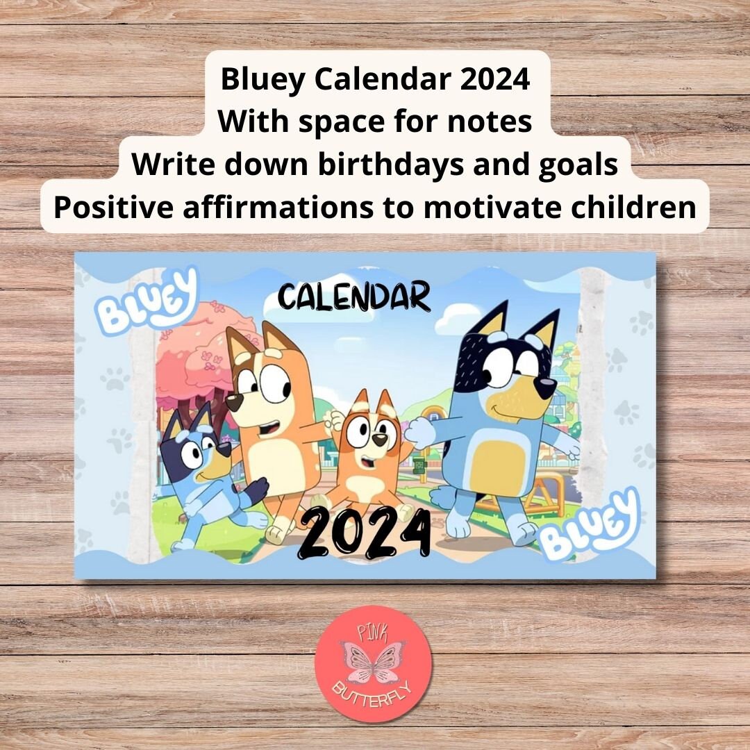 Bluey 2024 Children's Calendar Illustrated Funny Cut-outs Multicolor ...