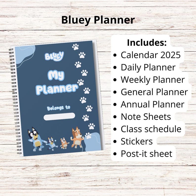 Bluey Planner 2025: Downloadable Digital Calendar, Daily, Weekly ...