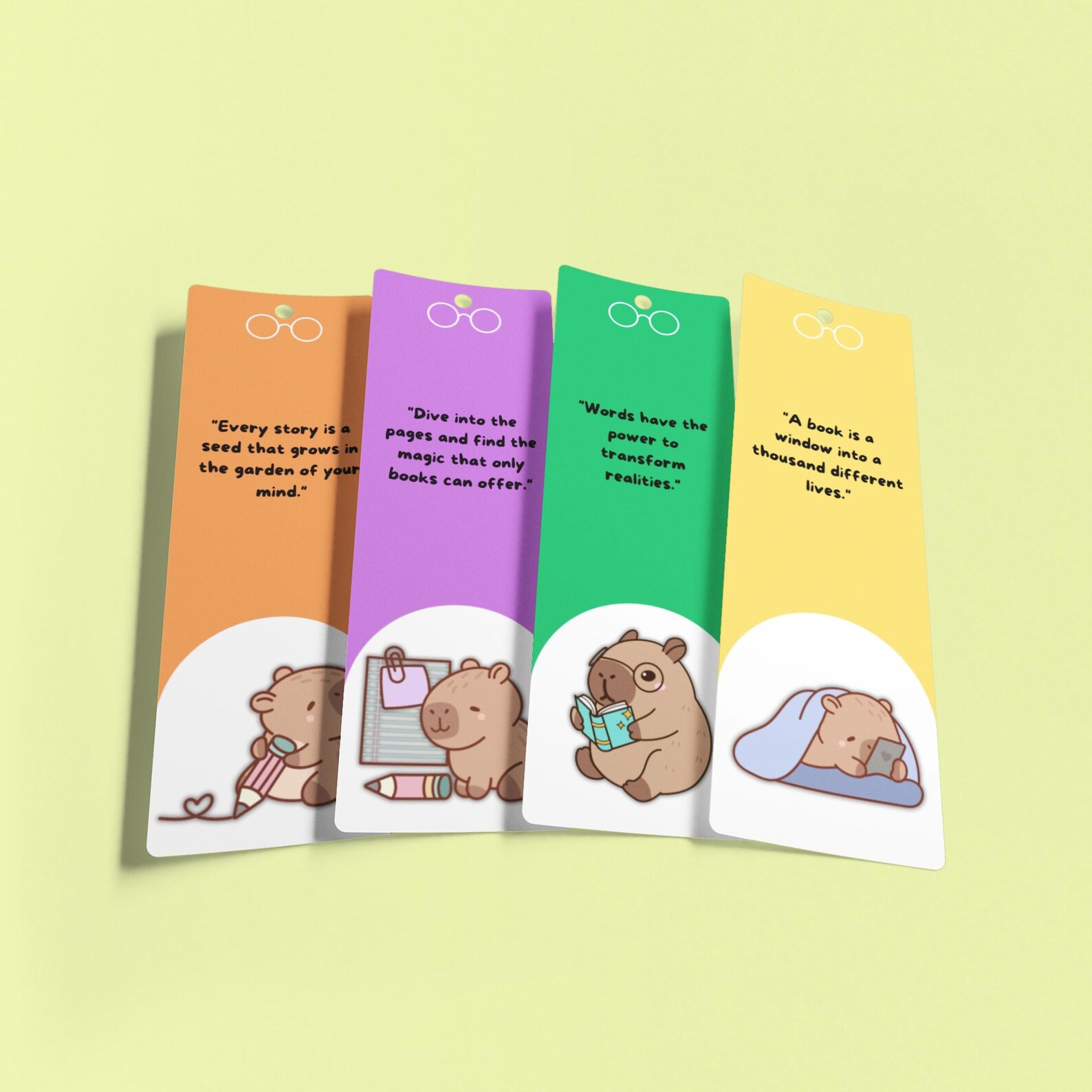 Set of 10 Kawaii Capybara Bookmarks Digital, Printable Bookmark Designs ...