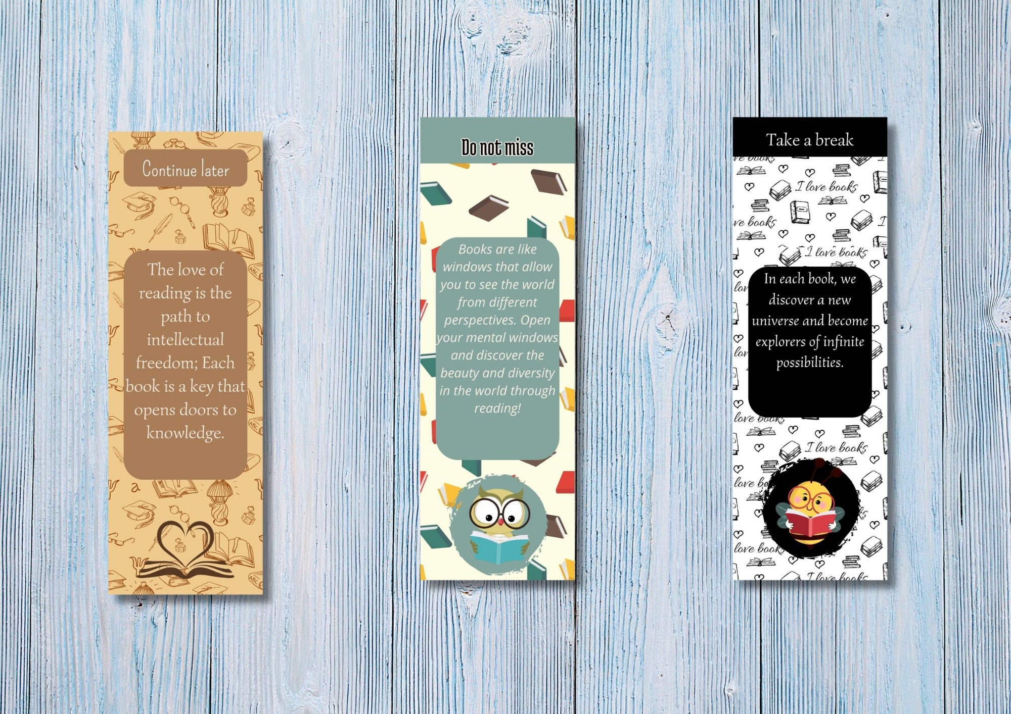 Book Theme Reader Bookmarks Digital Printable Bookmarks Digital ...