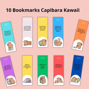 Set of 10 Kawaii Capybara Bookmarks Digital, Printable Bookmark Designs ...