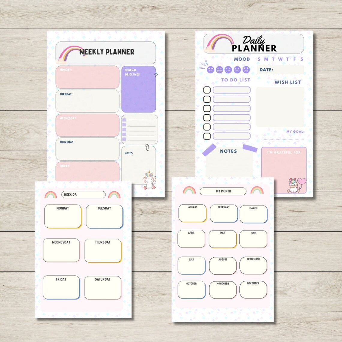 Unicorns Class Set: Planner With Class Schedule, Covers for Notebooks ...