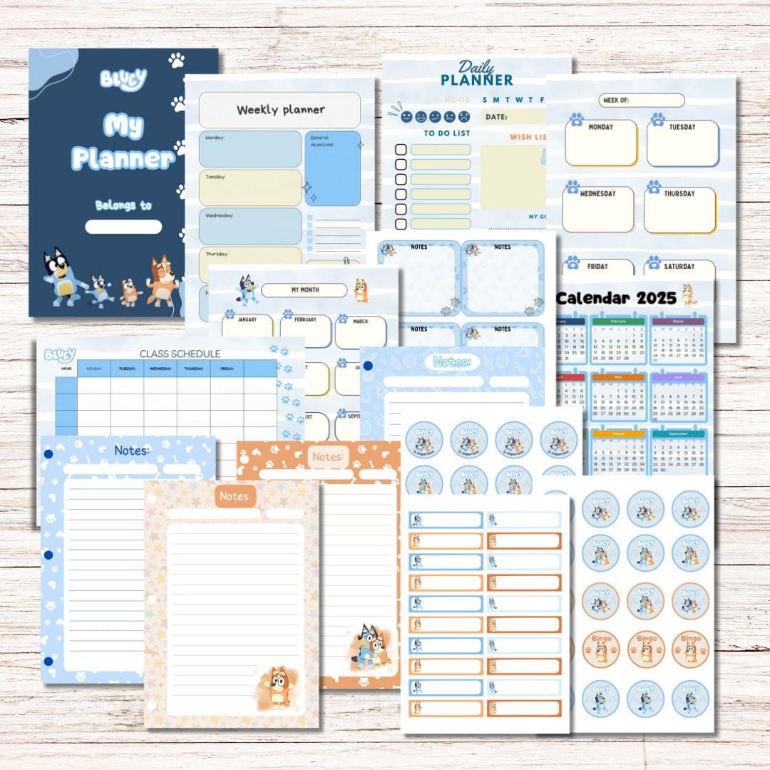 Bluey Planner 2025: Downloadable Digital Calendar, Daily, Weekly ...