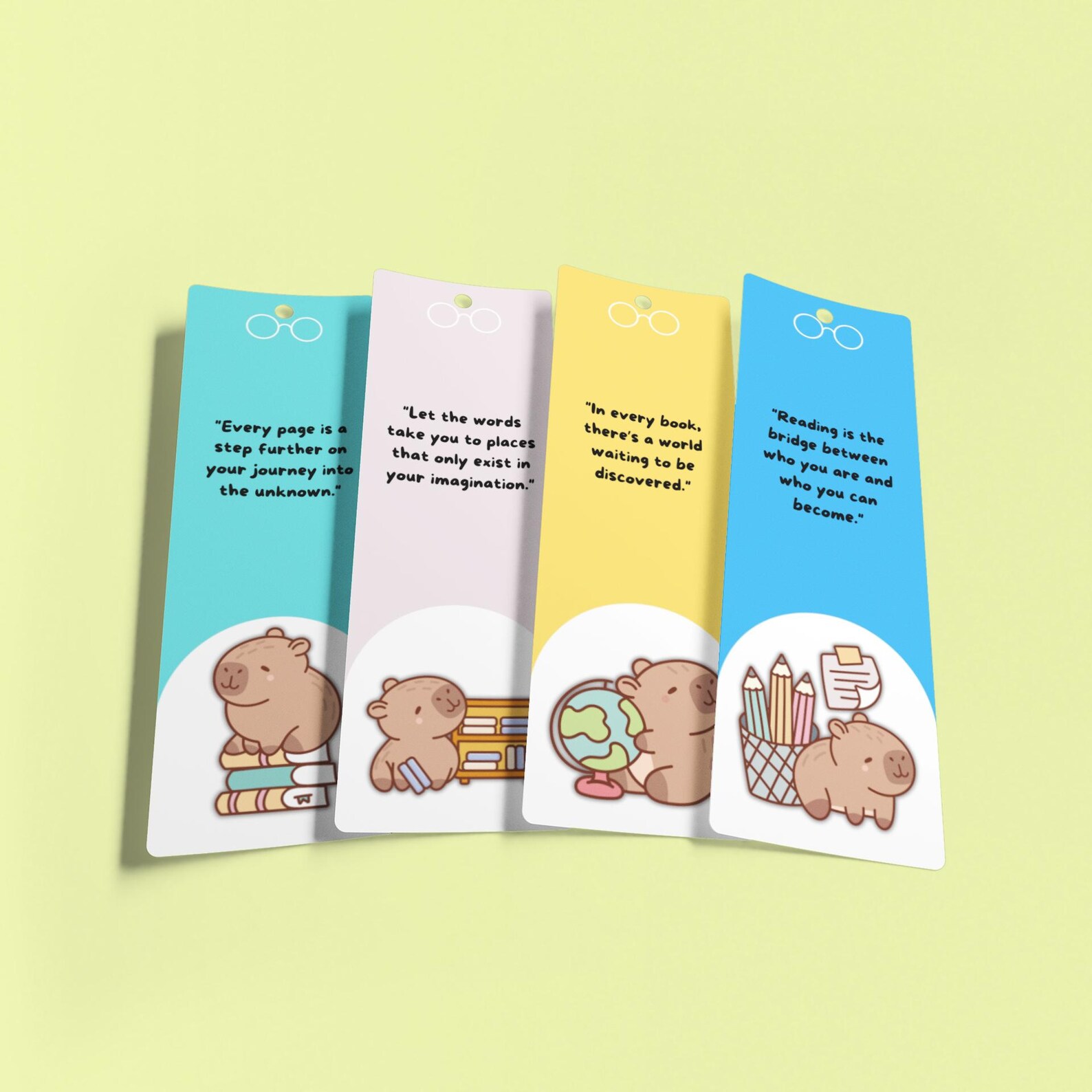 Set of 10 Kawaii Capybara Bookmarks Digital, Printable Bookmark Designs ...