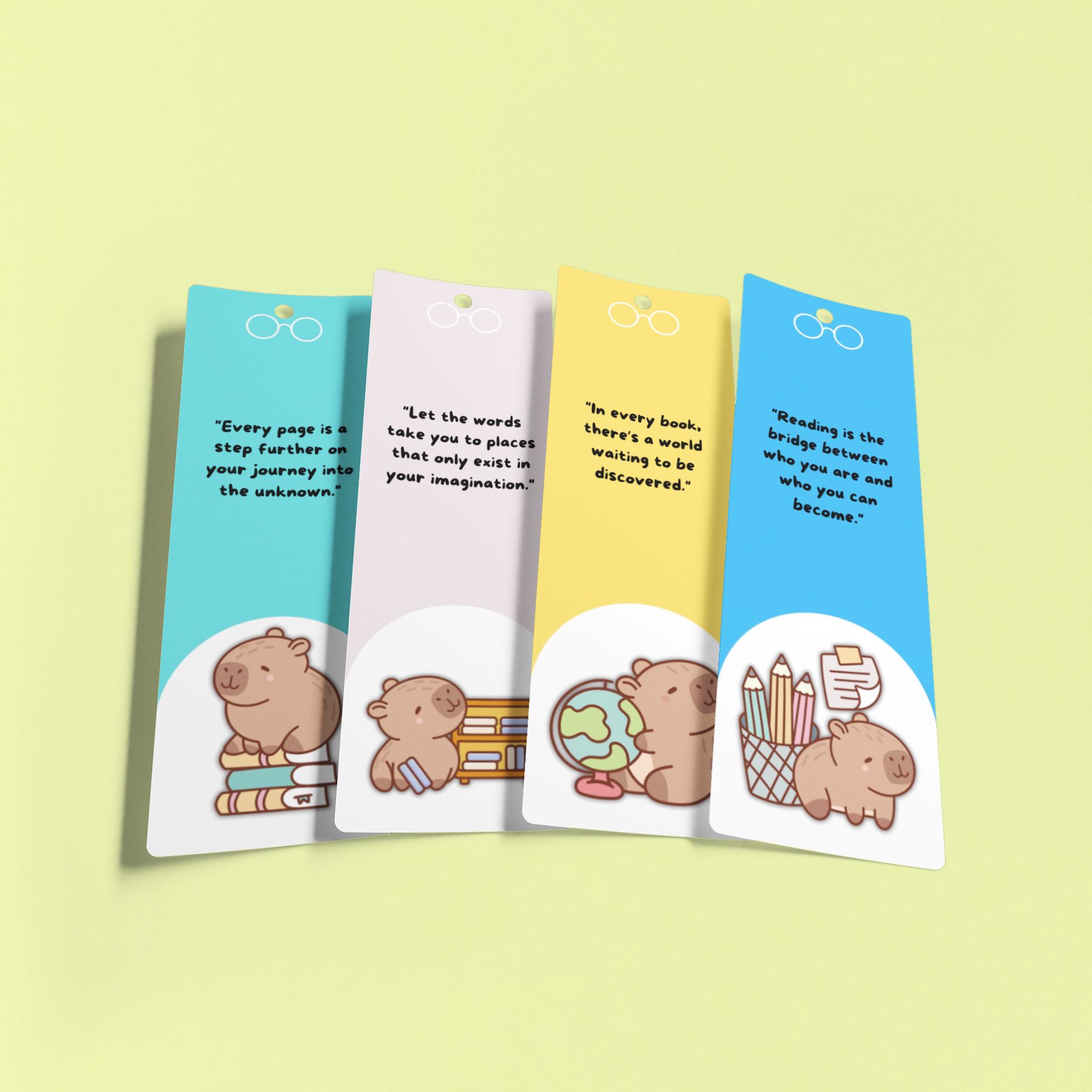 Set of 10 Kawaii Capybara Bookmarks Digital, Printable Bookmark Designs ...