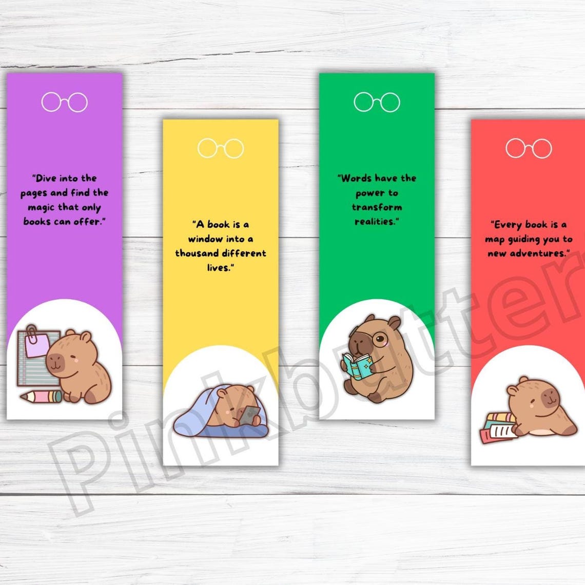 Kawaii Capybara Bookmarks – 10 Minimalist Reading Markers (digital ...