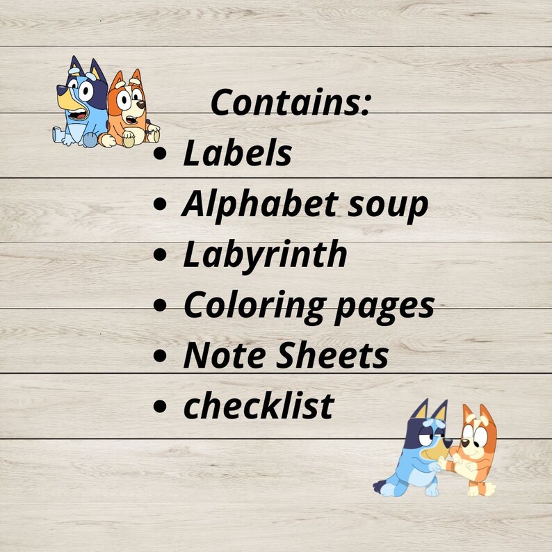 Bluey Digital Bundle: Coloring Pages, Mazes, Alphabet Soup, Notes ...