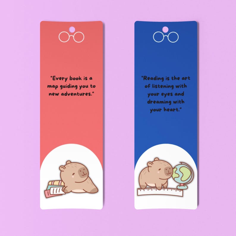 Set of 10 Kawaii Capybara Bookmarks Digital, Printable Bookmark Designs ...