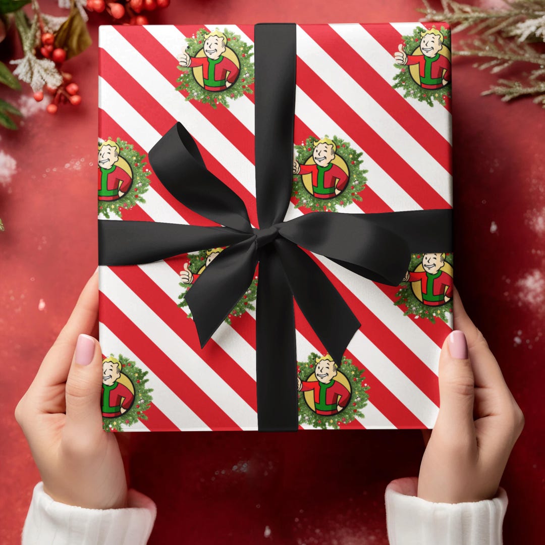 Fallout Wrapping Paper, Fallout Christmas Gift Wrap, Vault Boy Holiday ...