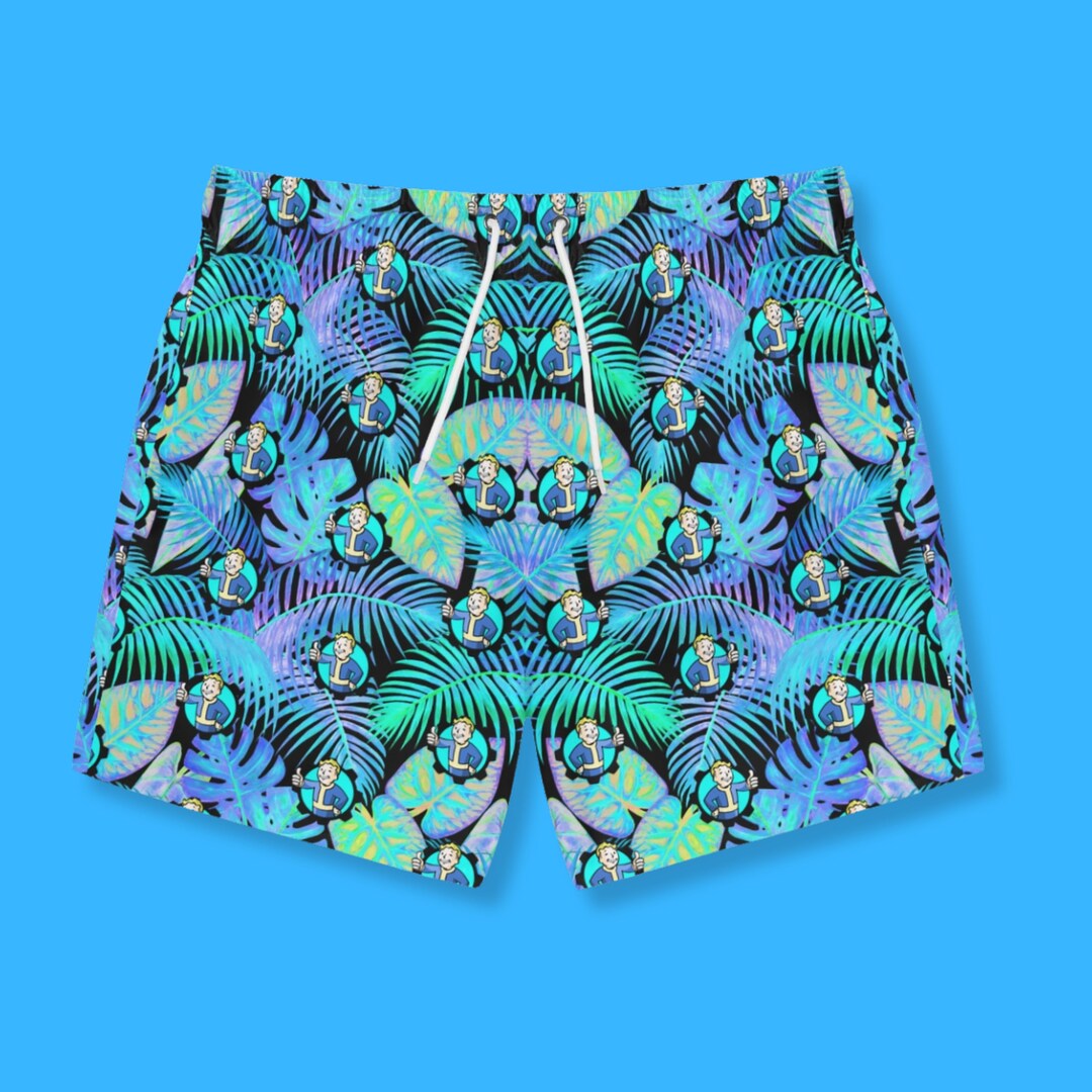 Vault Boy Fallout Mens Swim Trunks, Hawaiian Theme Beach Shorts, Great ...