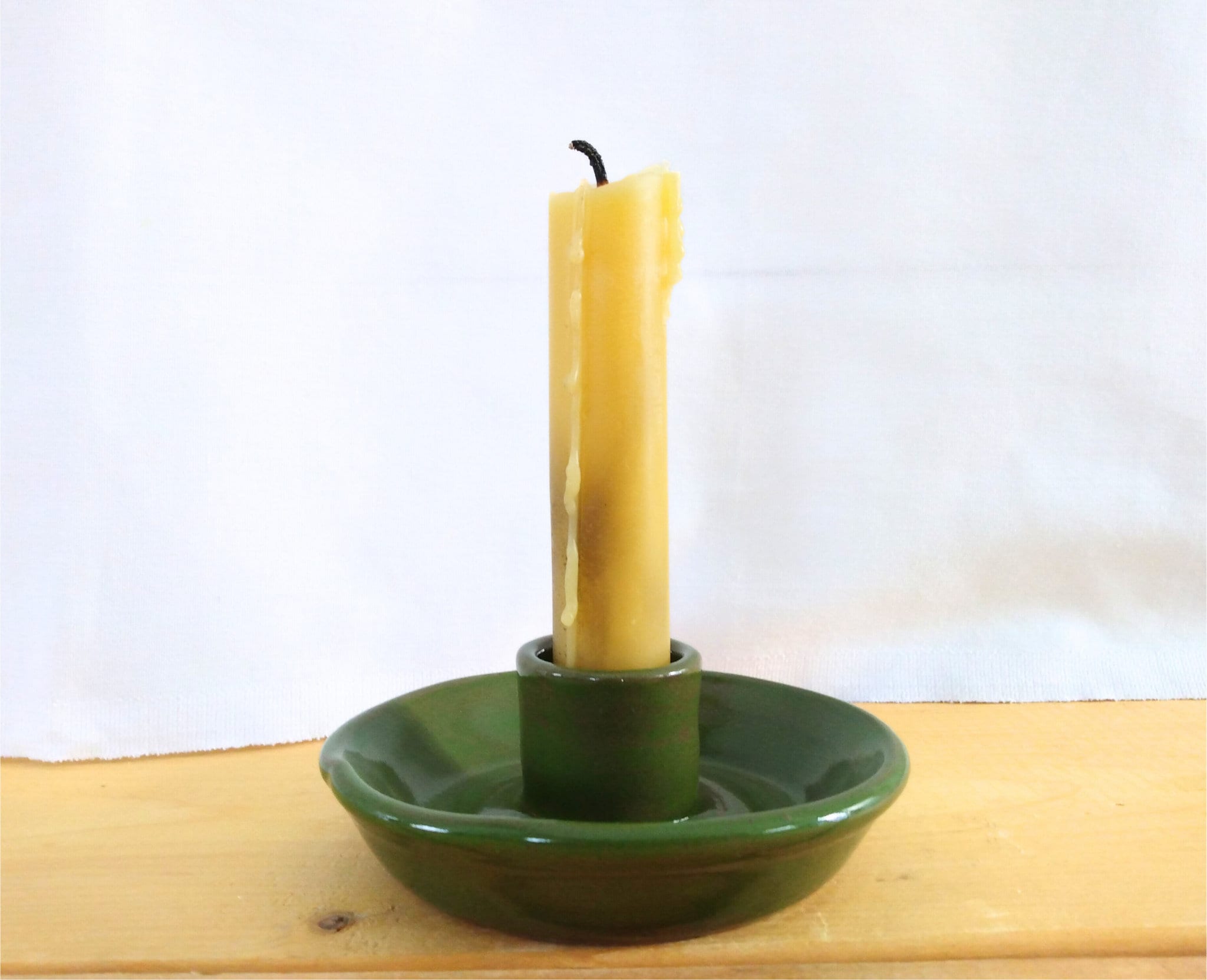Candlestick Holder Ceramic Pottery Candle Holders Green Candlestick ...