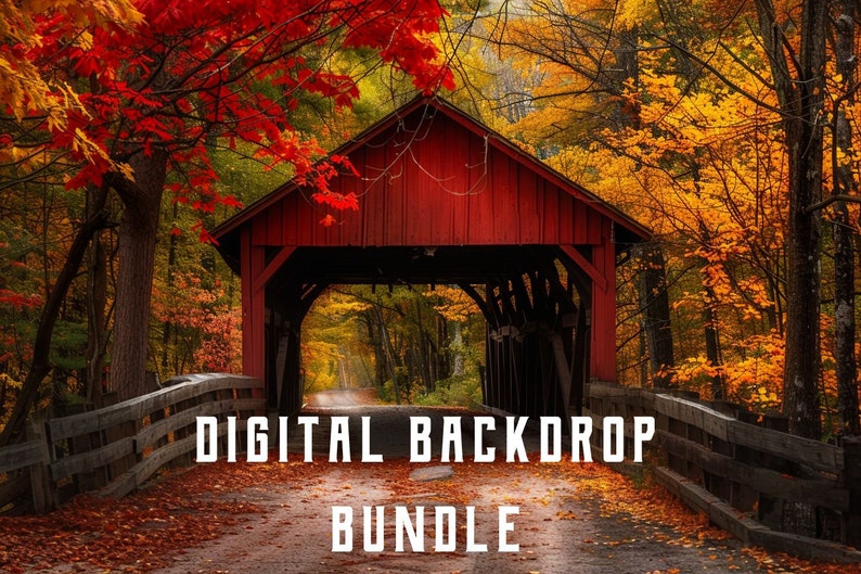 Covered Bridge Fall Photography Backdrop Bundle (digital Download) - Etsy