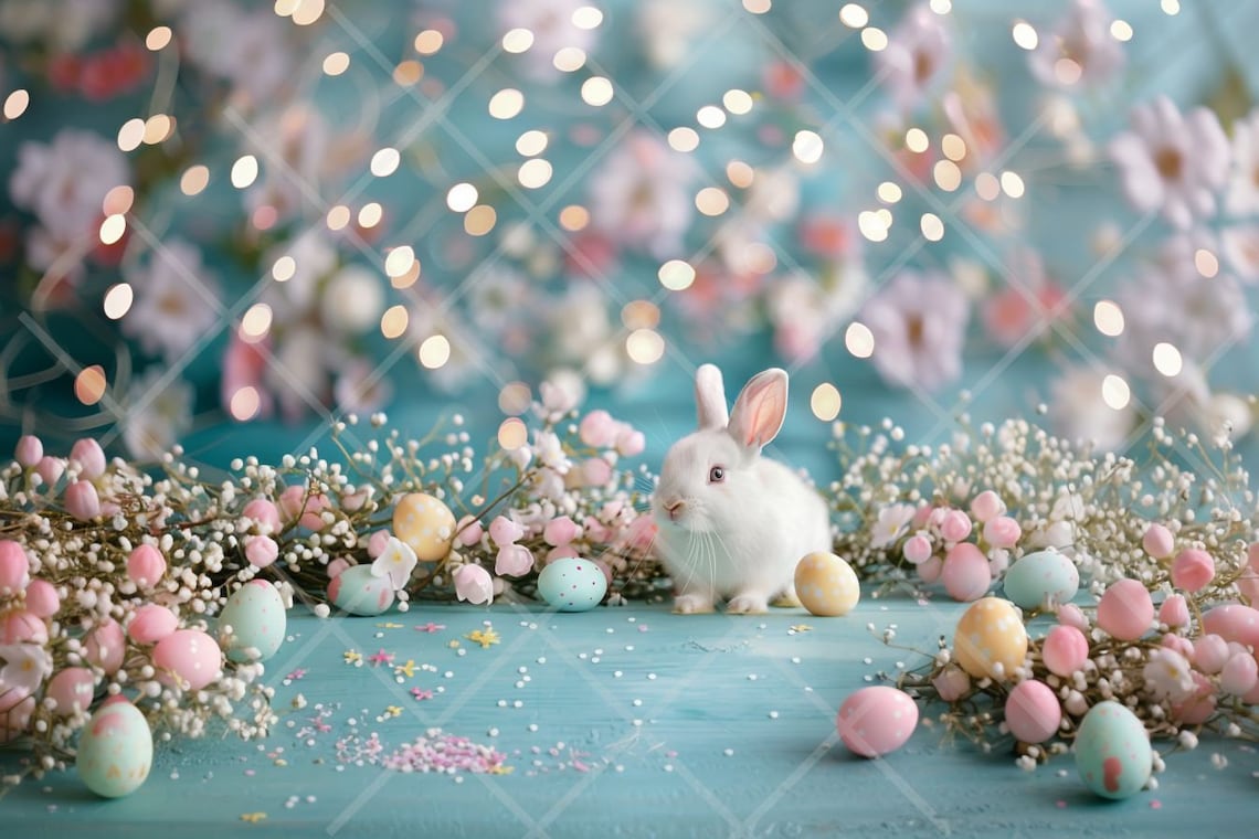 Easter Digital Backdrop Bundle of 2, Bunny Backdrop, Easter Photography ...