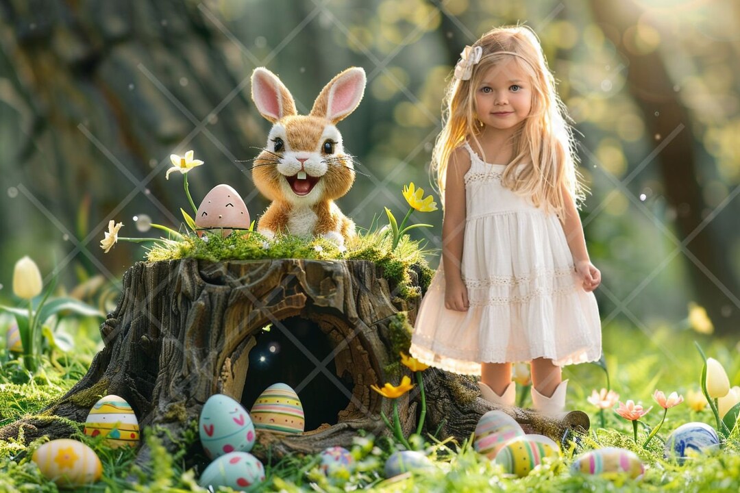 Easter Digital Backdrop, Cute Bunny, Kids Easter Photography Backdrop ...