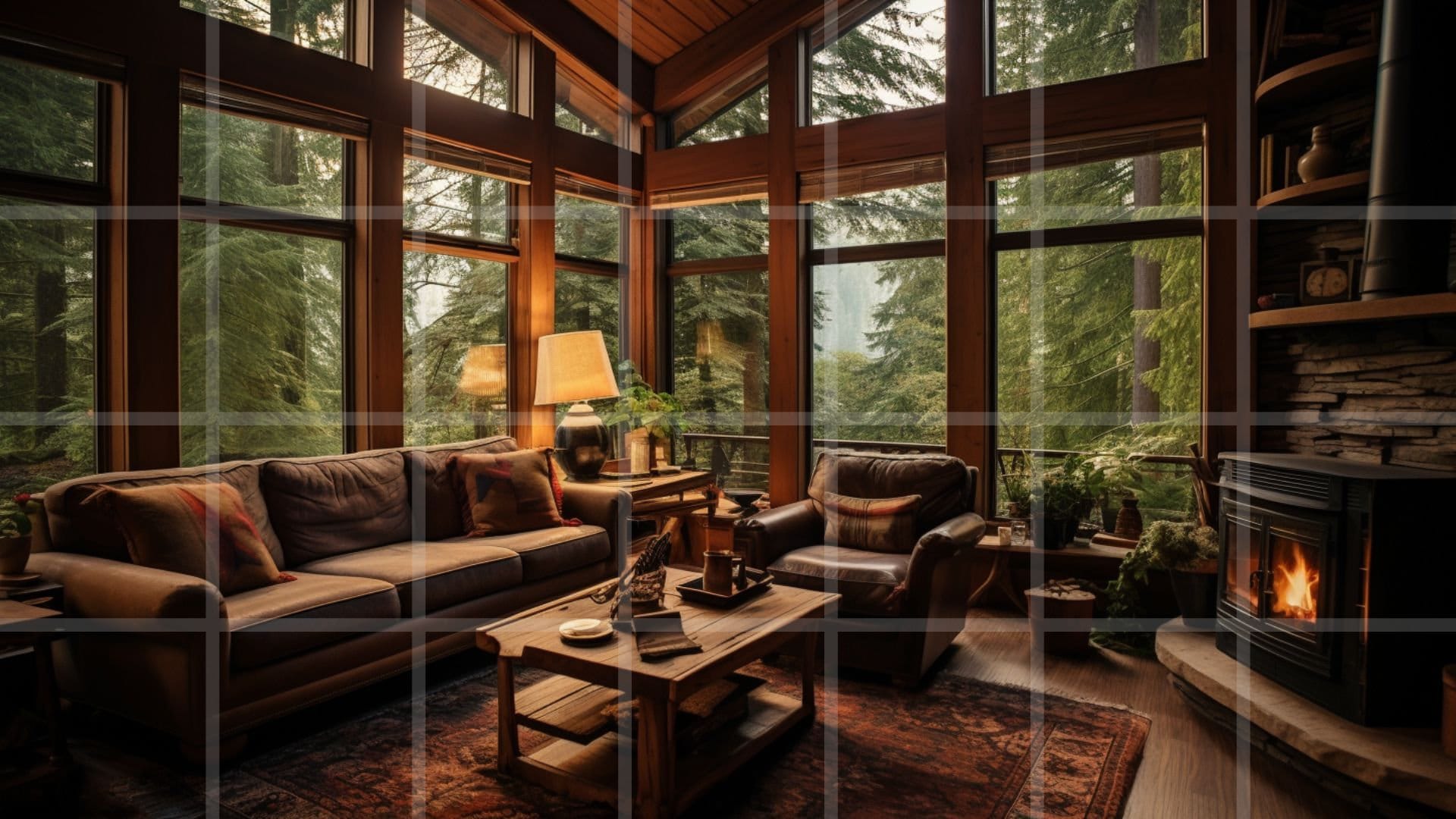 Cabin Zoom Background Bundle of 5, Living Room Background for Meetings ...