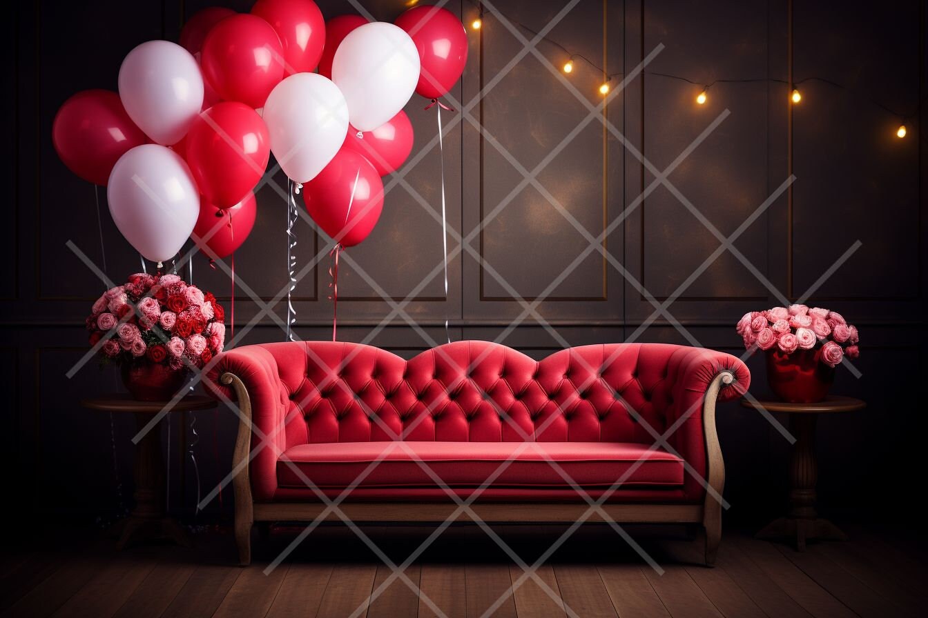 Valentines Digital Backdrop Bundle, Valentines Balloons Backdrop ...