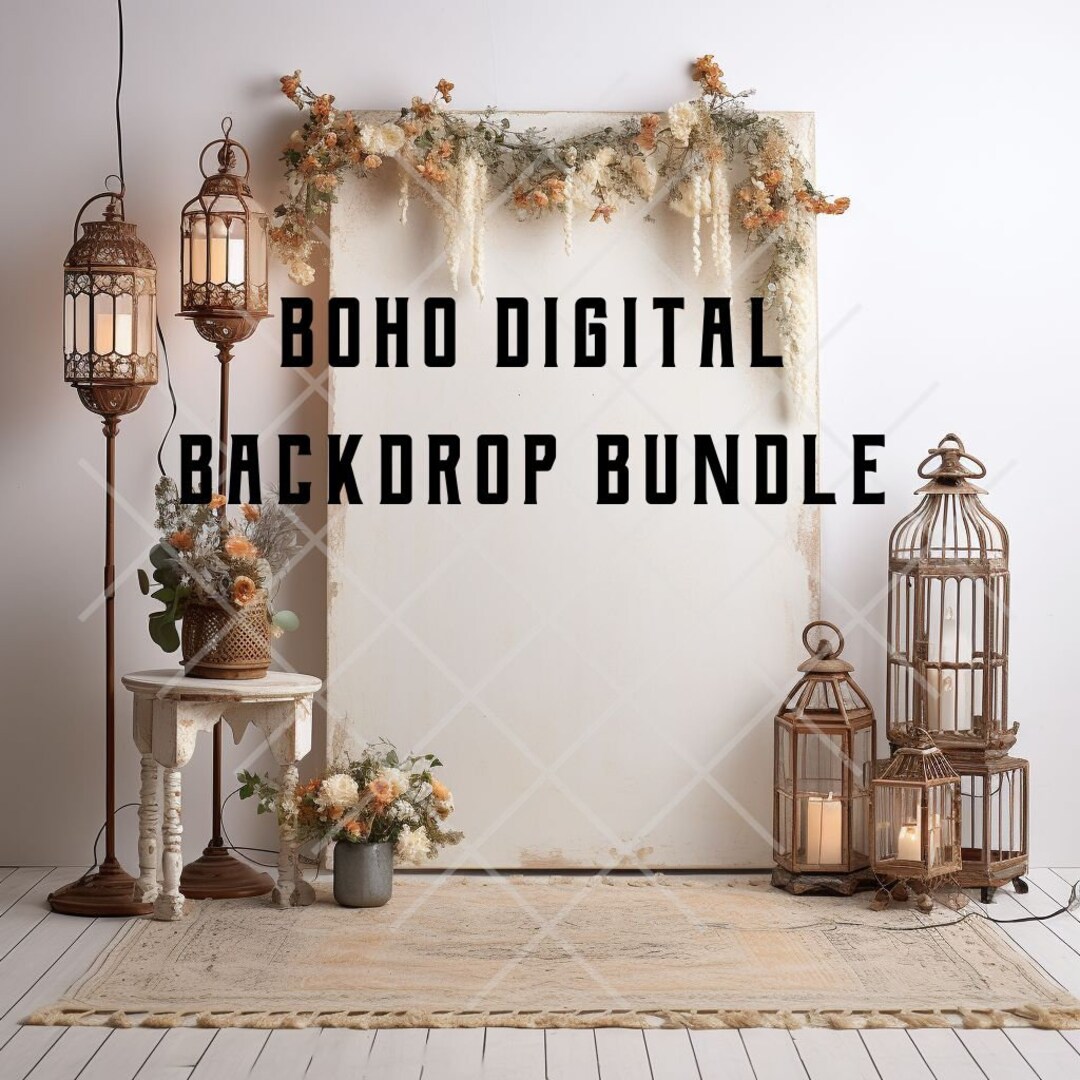 Boho Digital Backdrop Bundle of 5 for Maternity and Portrait ...