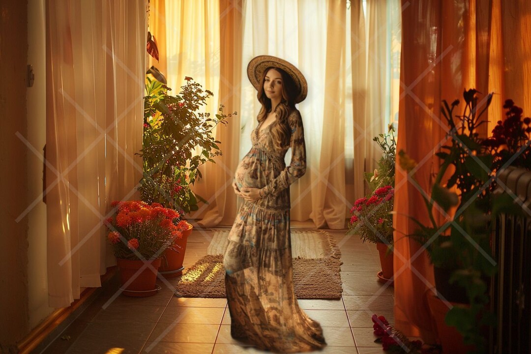 Maternity Flower Curtain Digital Backdrop: Fine Art Photography (PNG ...