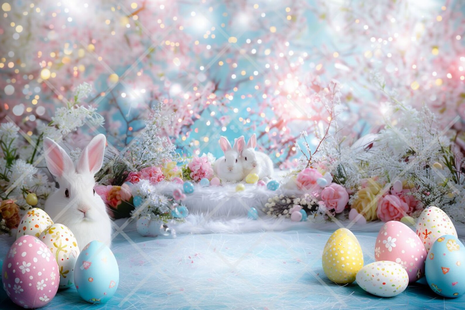 Easter Digital Backdrop Bundle of 2, Bunny Backdrop, Easter Photography ...
