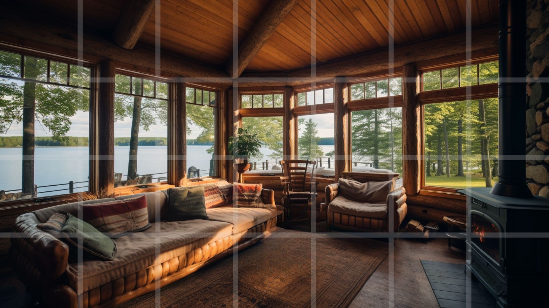 Cabin Living Room Zoom Backgrounds: Cozy Virtual Meeting Bundle ...