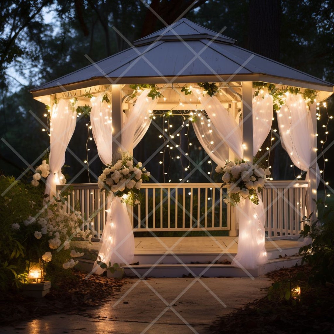 Gazebo Lights Digital Backdrop, Night Photography Backdrop, Maternity ...