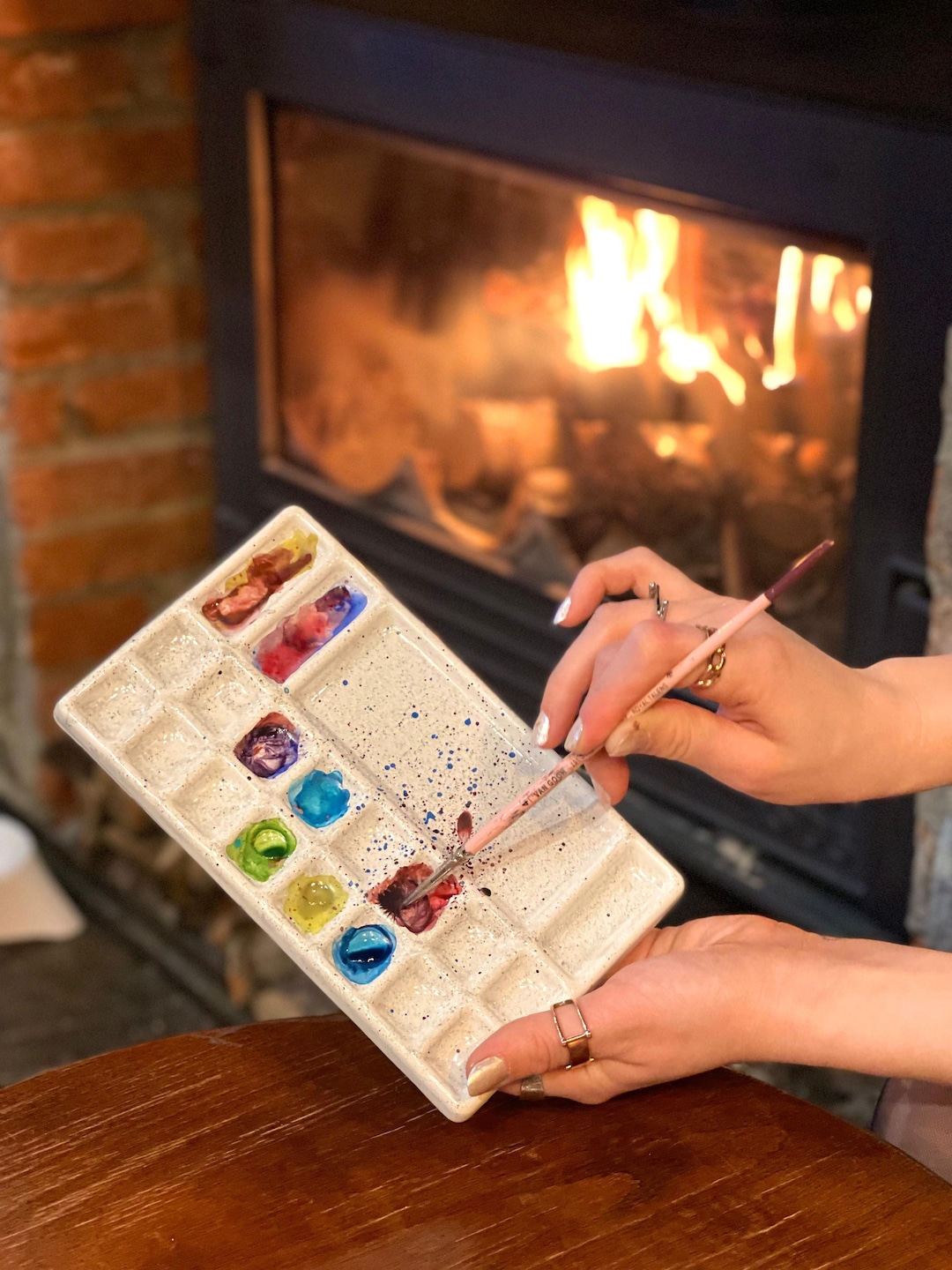 Ceramic Palette Watercolor, Ceramic Paint Palette, Handmade Ceramic ...