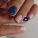 24pc Short Square Nails Set in Light & Dark Blue With Optional Sparkly ...