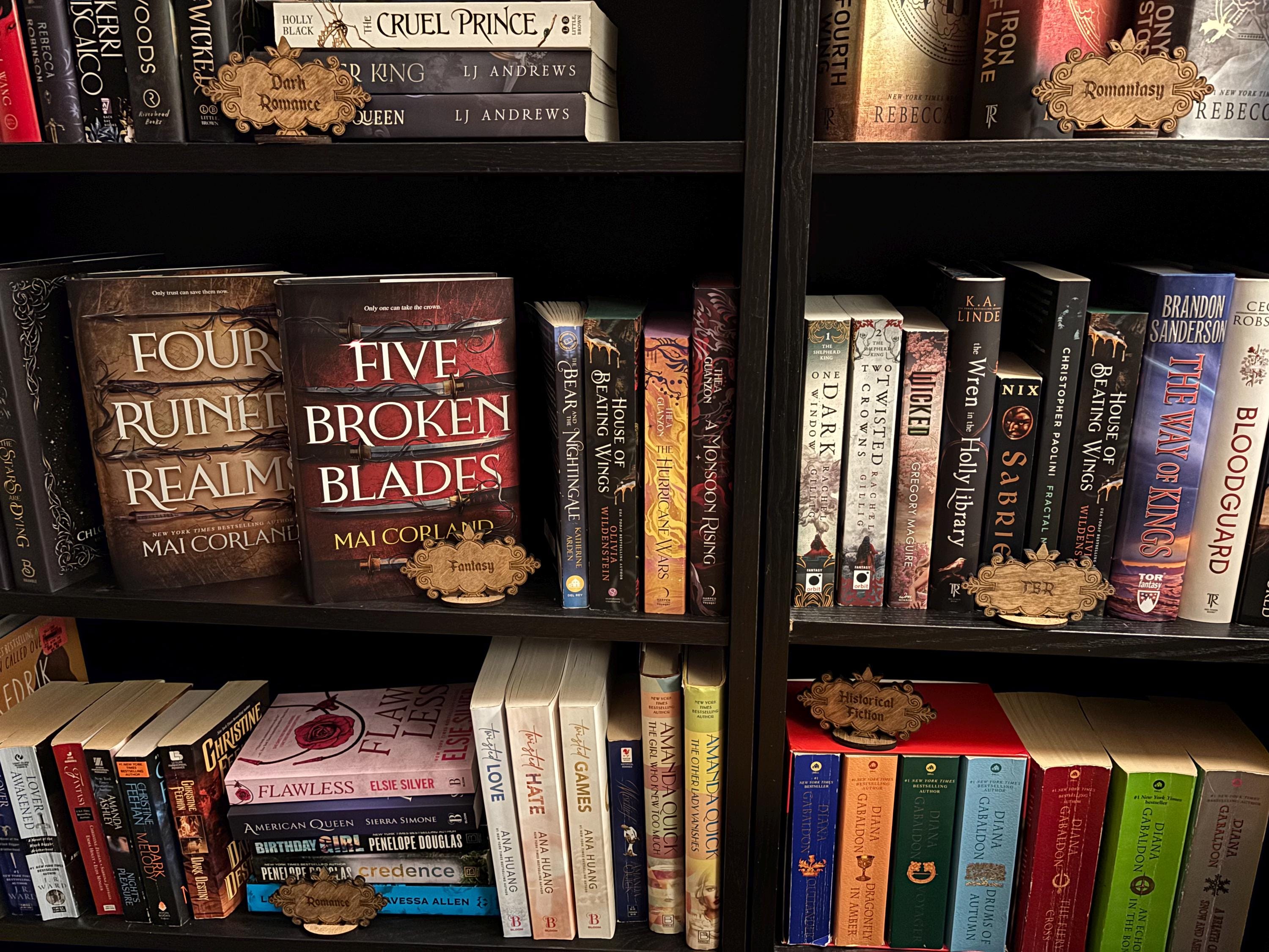 Book Genre Shelf Signs - Pack of 10 Standing Wooden Signs for Home ...