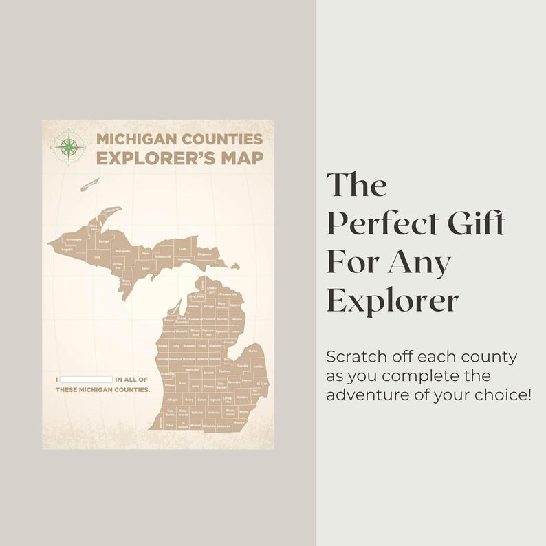 Michigan Counties Scratch off Poster - Etsy