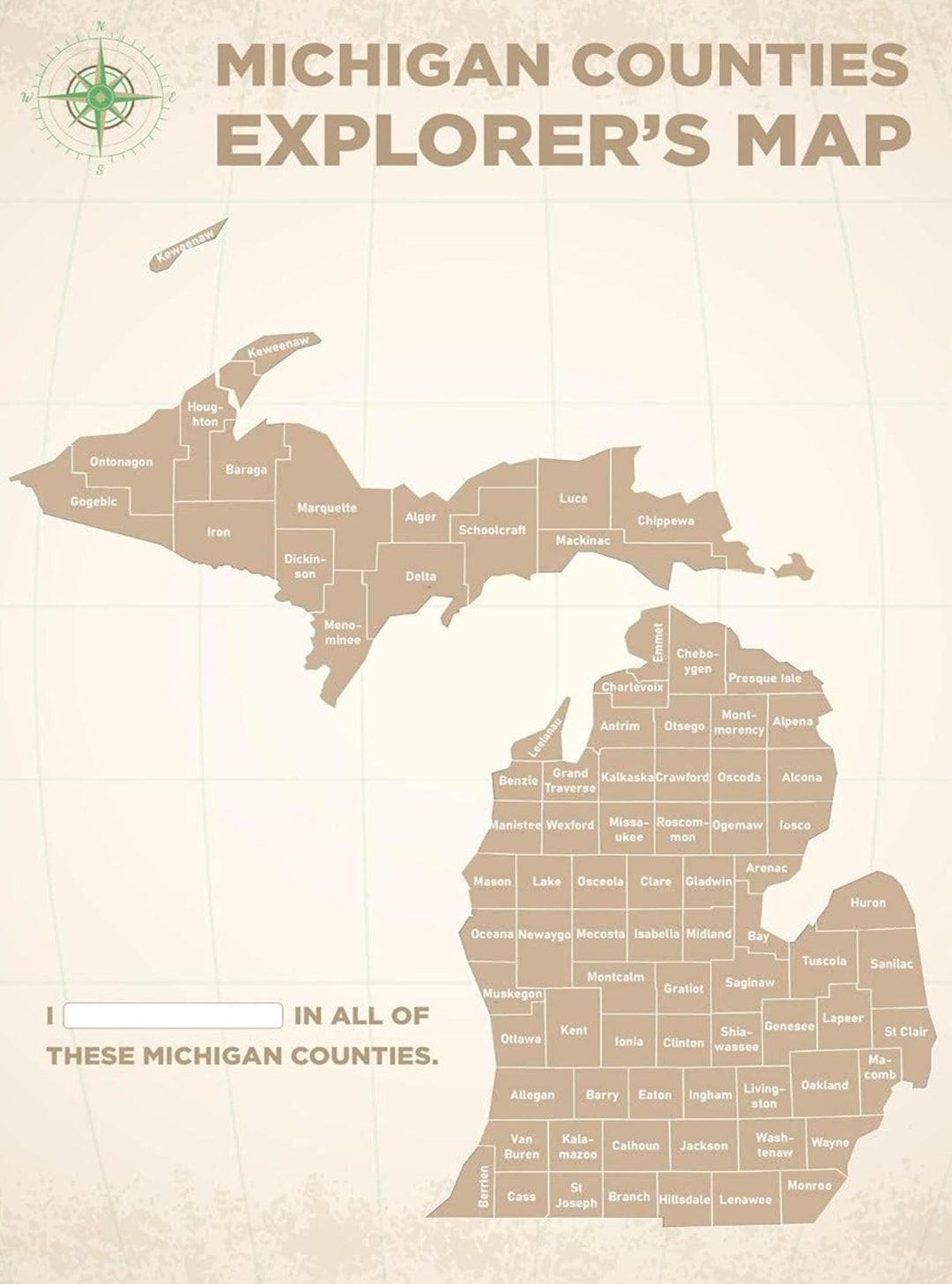 Michigan Counties Scratch off Poster - Etsy
