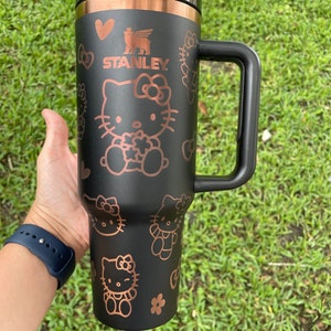 Hello Kitty Laser Engraved Cup rainbow Gold Copper Top Like Stanley ...