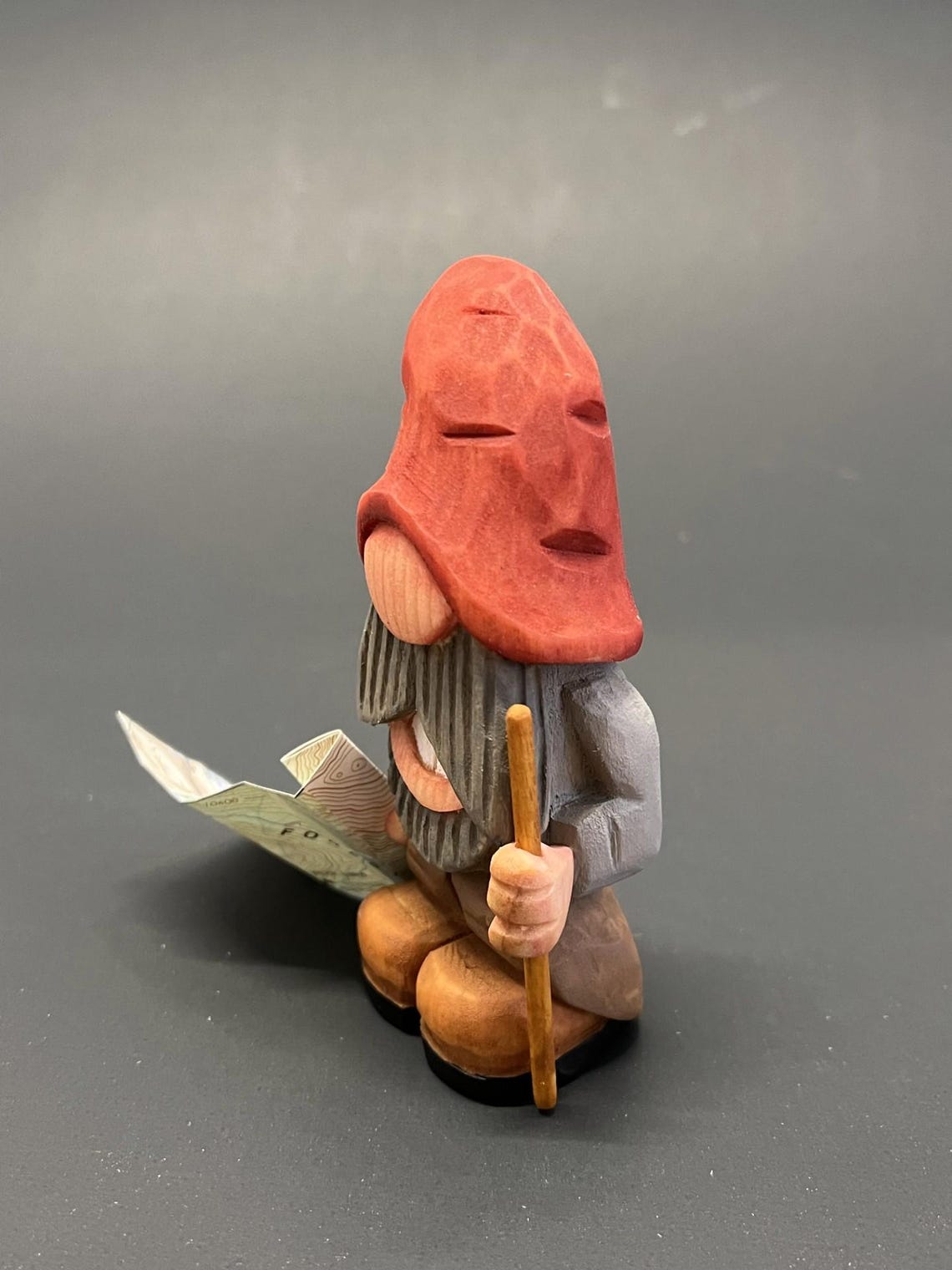Hand Carved Gnome-style Gnomebilly Hiker, Trekker, Guide. Rocky ...