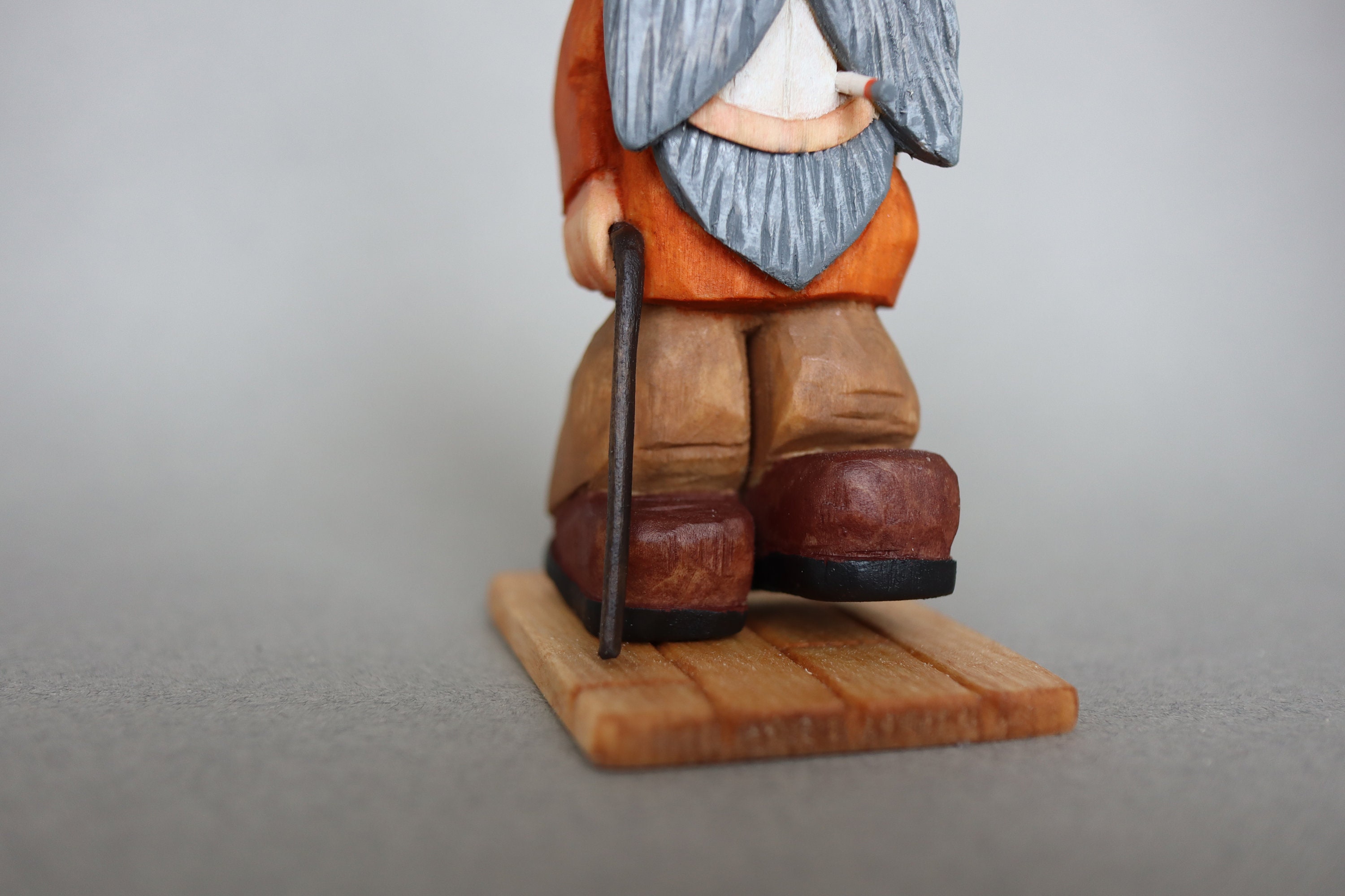 Gnome Walking With Cane, Handcrafted Carving - Etsy