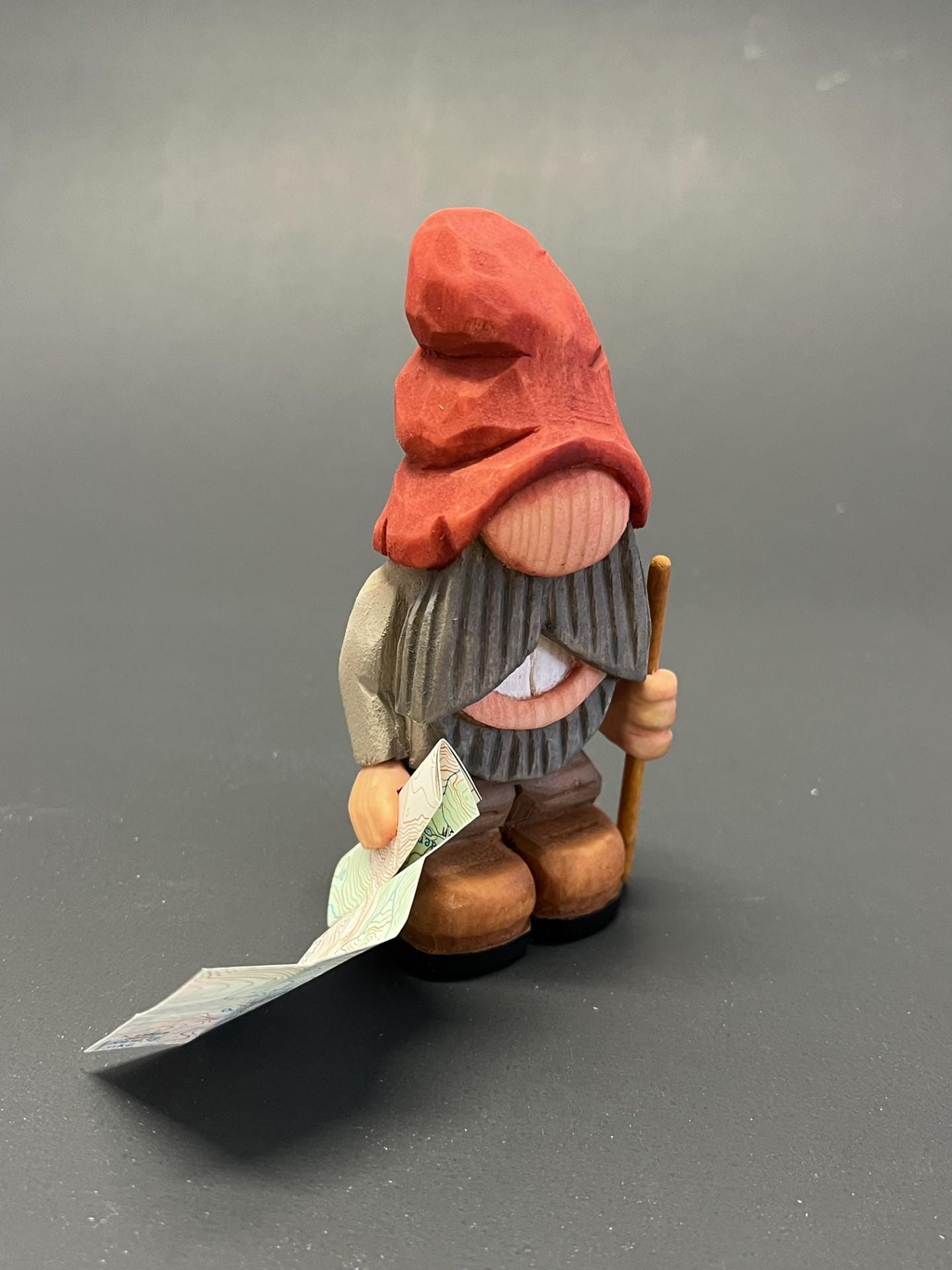 Hand Carved Gnome-style Gnomebilly Hiker, Trekker, Guide. Rocky ...
