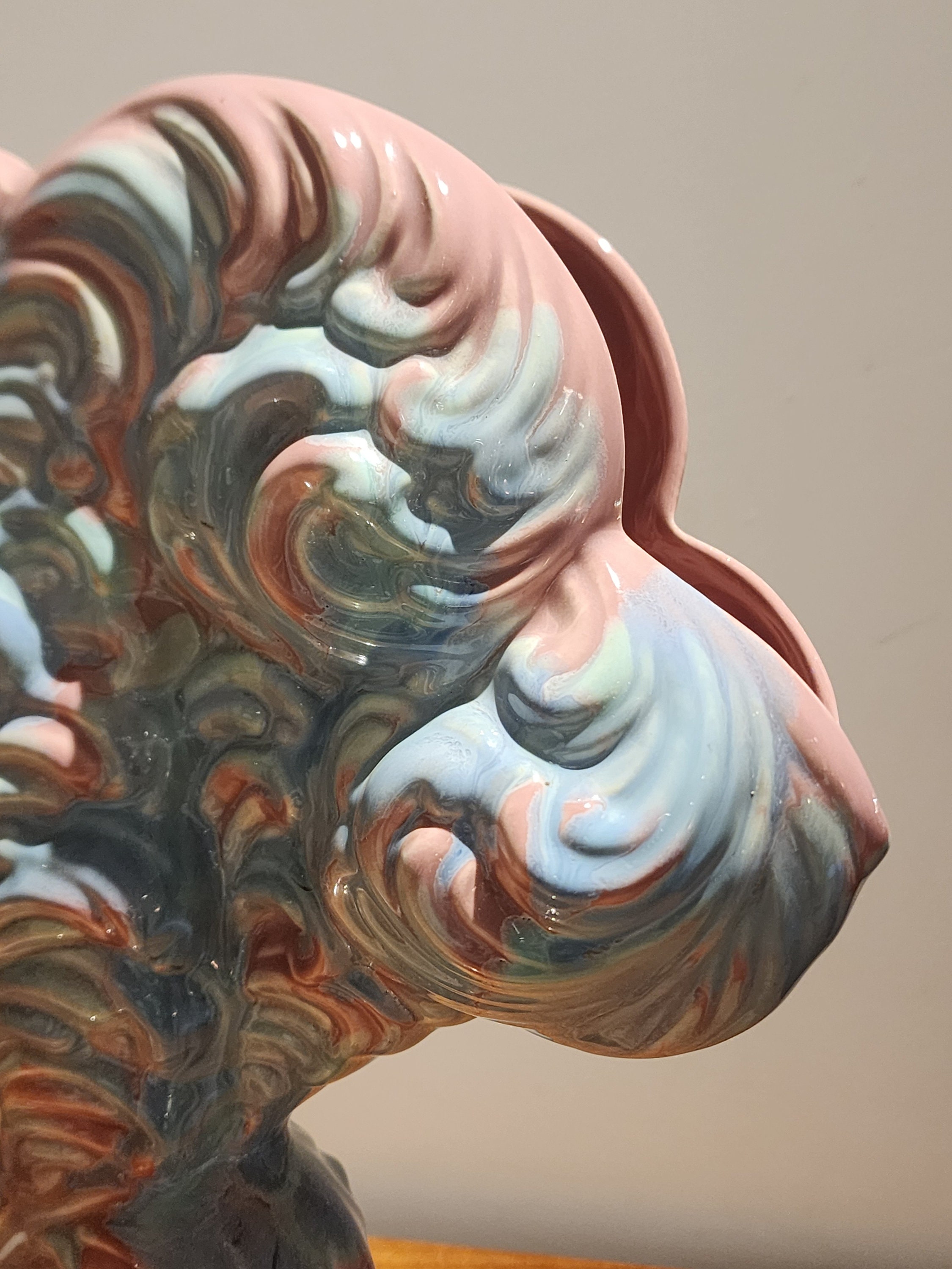 MCM Royal Haeger Royal Hickman Modern Deco Pottery, Pink Blue Feather ...