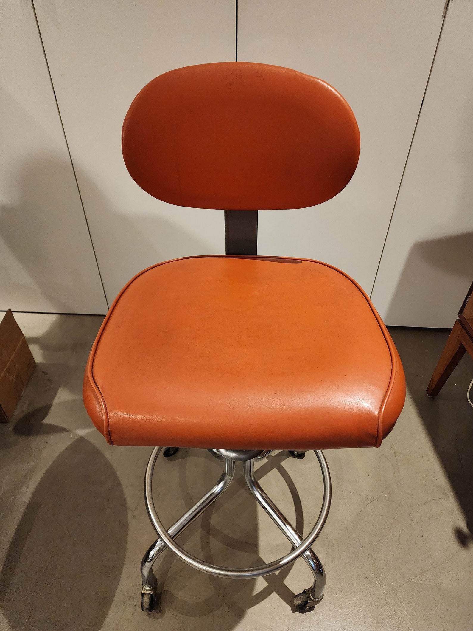 Vintage Industrial Drafting Chair, Orange Task Chair, Rolling ...
