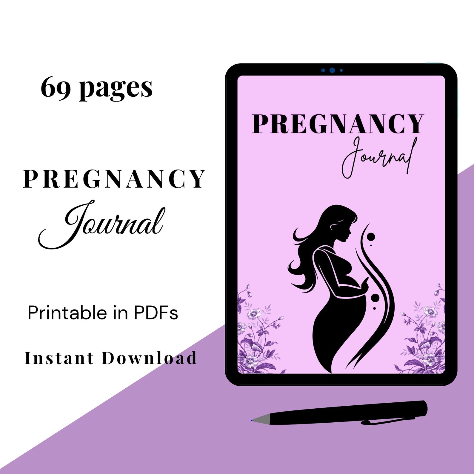 Pregnancy Journal Printable | Weekly Logs, Milestones, Bump Photos (PDF ...