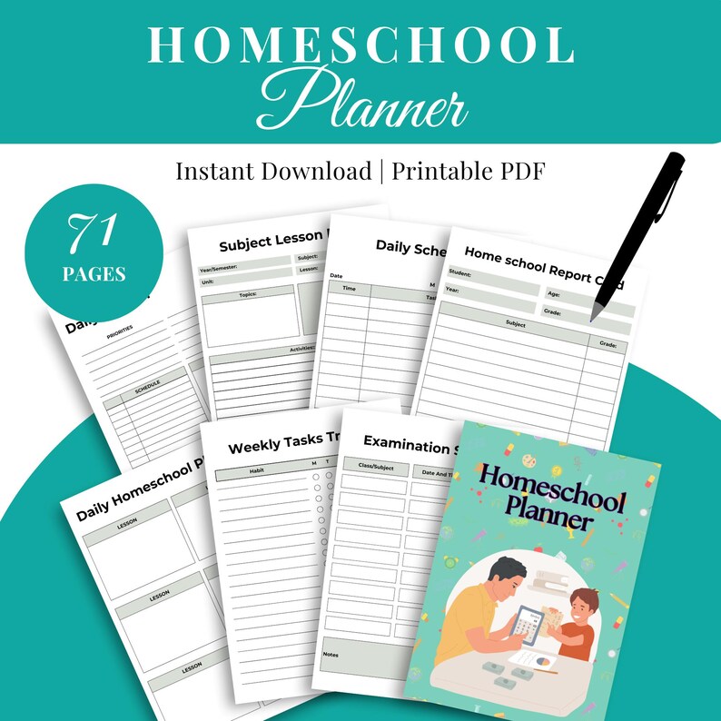 Homeschool Planner Printable Homeschool Lesson Planner Academic Planner ...