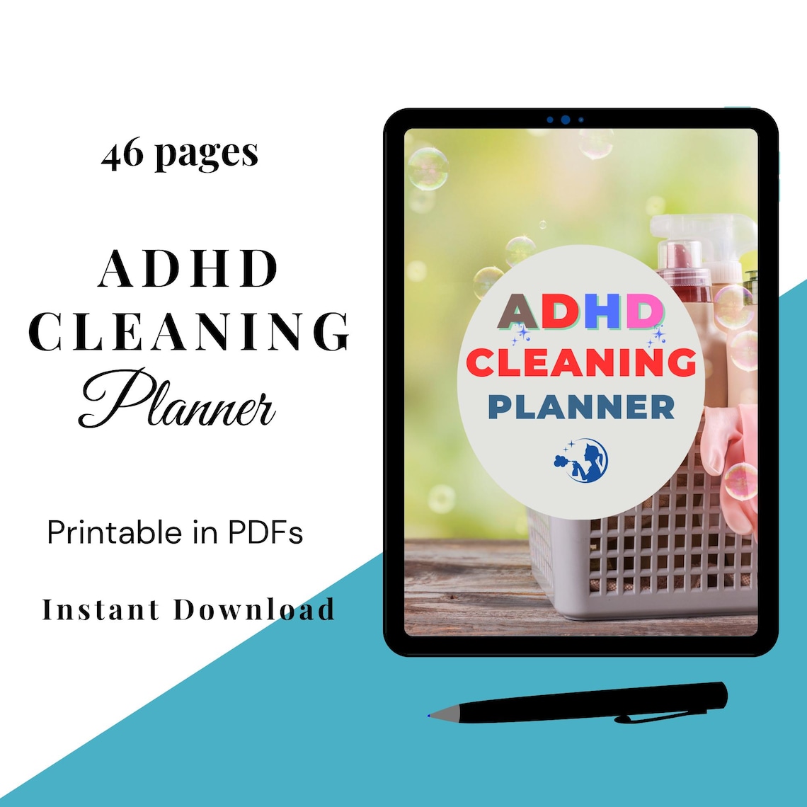 ADHD Cleaning Planner Printable ADHD Chores House Cleaning Tracker ...