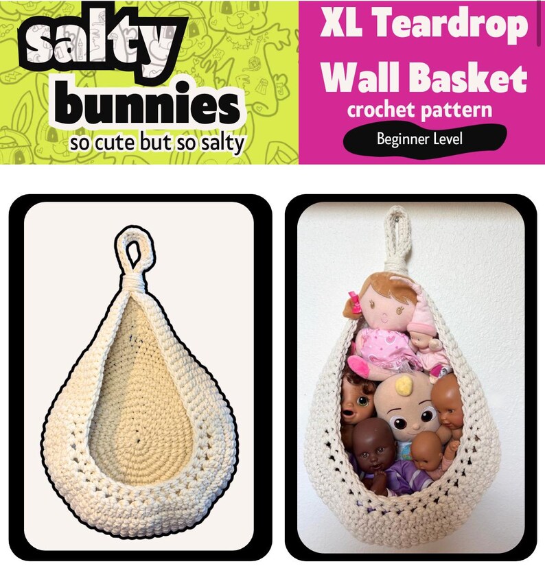 XL Teardrop Wall Basket Crochet Pattern - Etsy