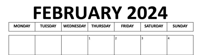 February 2024 Landscape Blank Monthly Calendar Download - Etsy