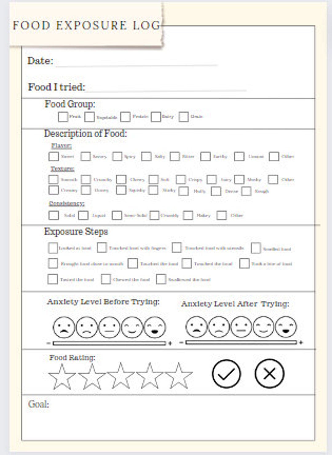 Food Exposure Log - Etsy