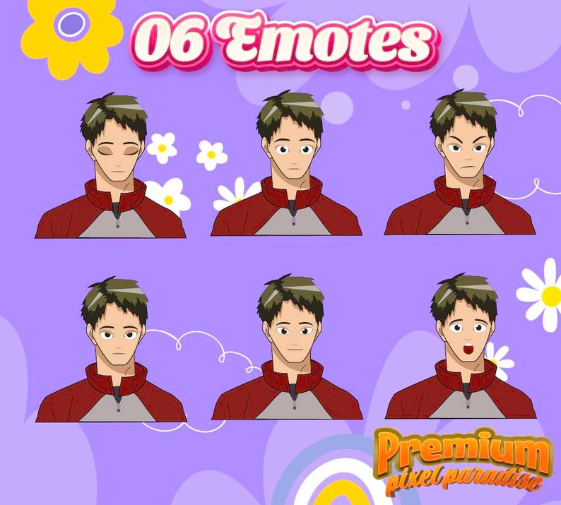 Set of 6 Customizable Character Emotes Premium Quality Digital ...