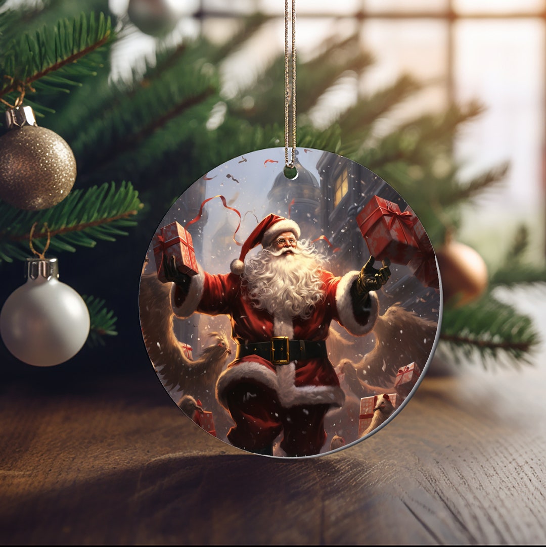 Joyful Santa Gift-giver Christmas Ornament - Etsy