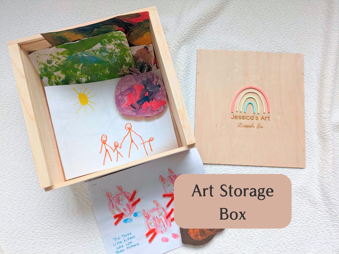 Art Storage Box for Kids Art Paper Storage for School Artwork Box for ...