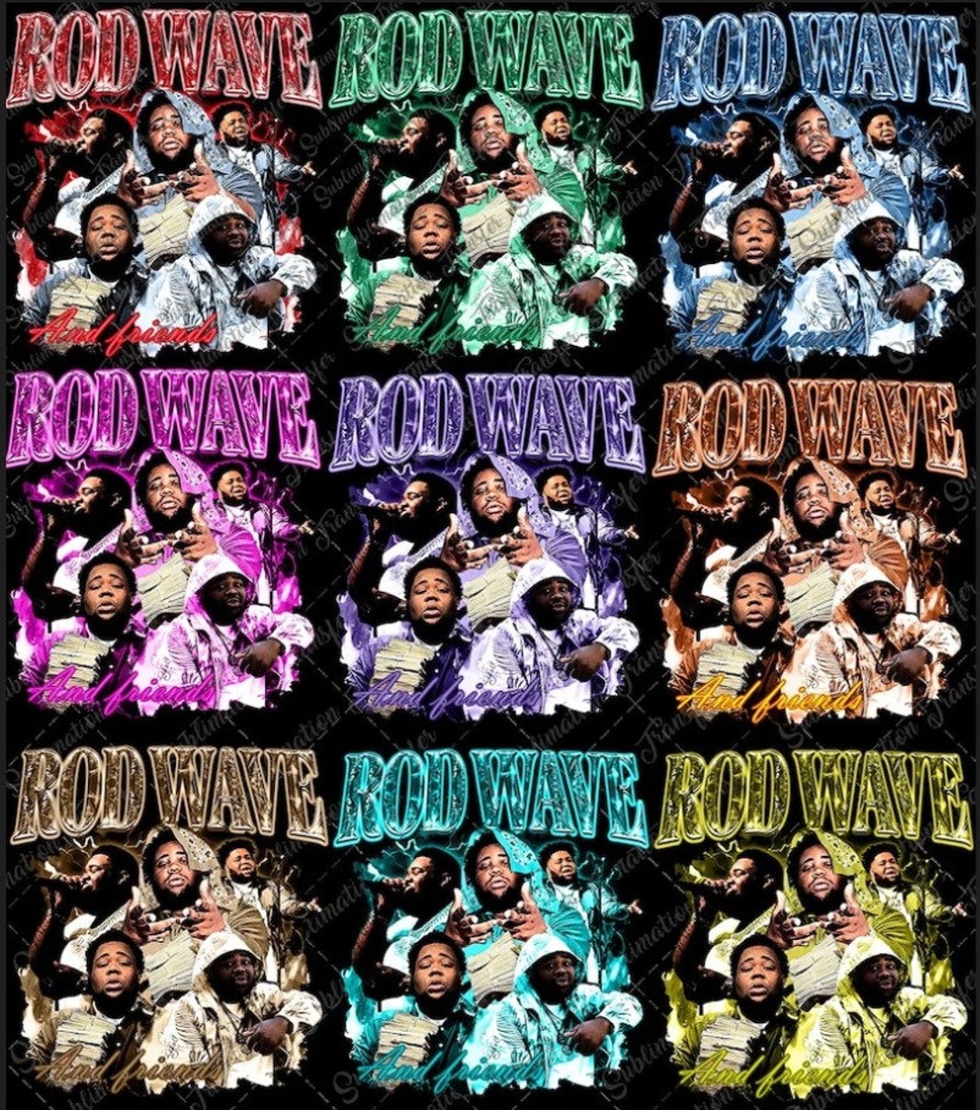 Combo 9 File Rod Wave and Friend Png File Graphic Rapper - Etsy